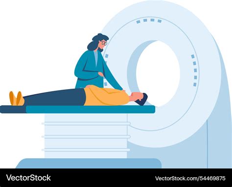 Doctor Reassuring Patient Lying On A Gurney Vector Image