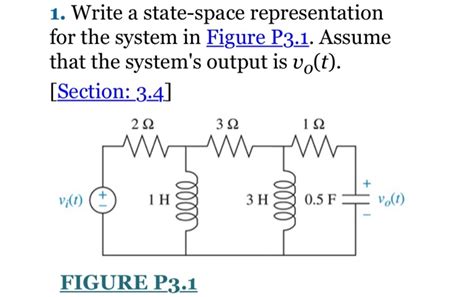 Solved 1 Write A State Space Representation For The System