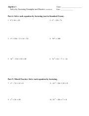Solve Equations By Factoring Algebra 1 Examples And Practice Course Hero