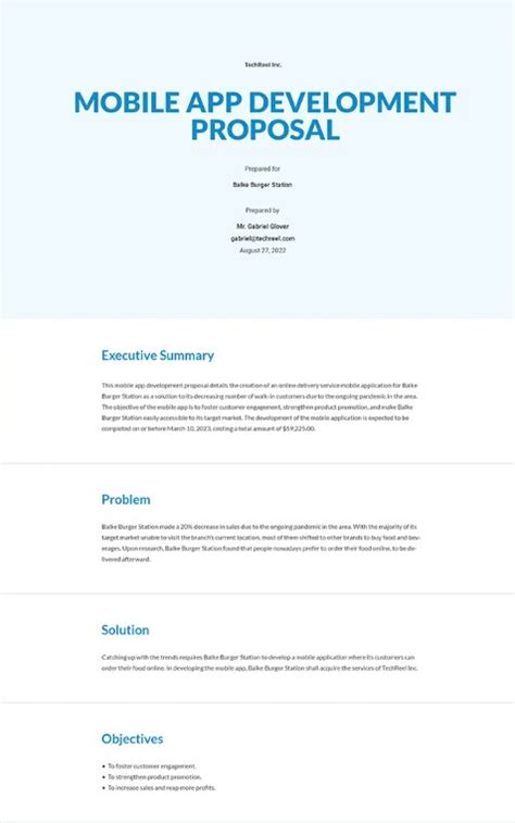 Mobile App Development Proposal Template Prewrite
