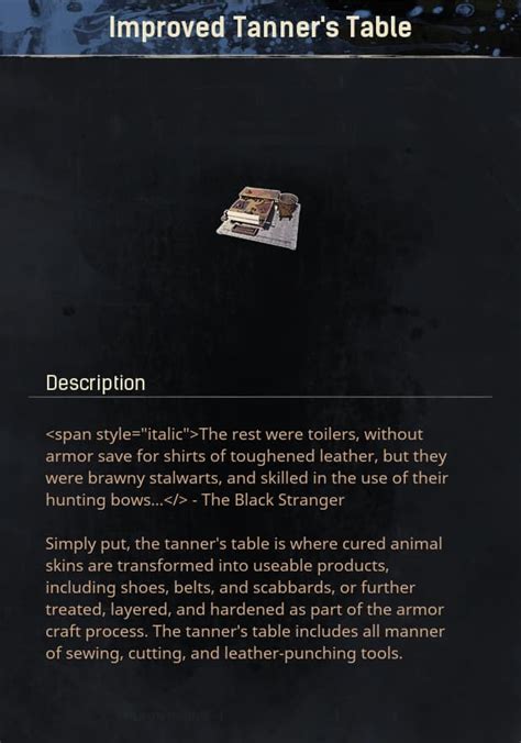 Improved Tanners Table Pc Discussion Funcom Forums