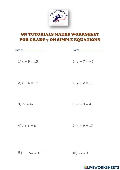 Solving Simple Equations A Worksheet For 3rd 4th Grade Worksheets Library
