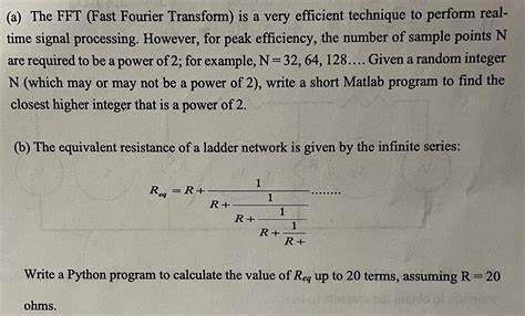 Solved A The FFT Fast Fourier Transform Is A Very Chegg