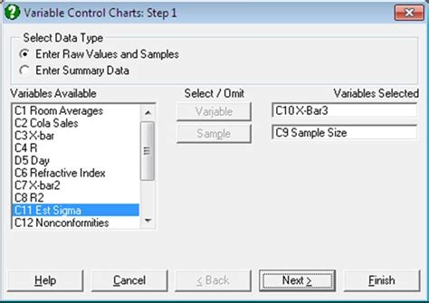 unistat statistics software quality control variable control charts
