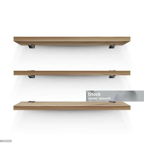나무 선반 모형 세 개의 빈 선반 템플릿 사실적인 책장 디자인 칸 가구에 대한 스톡 벡터 아트 및 기타 이미지 칸 가구 목재 재료 3가지 개체 Istock