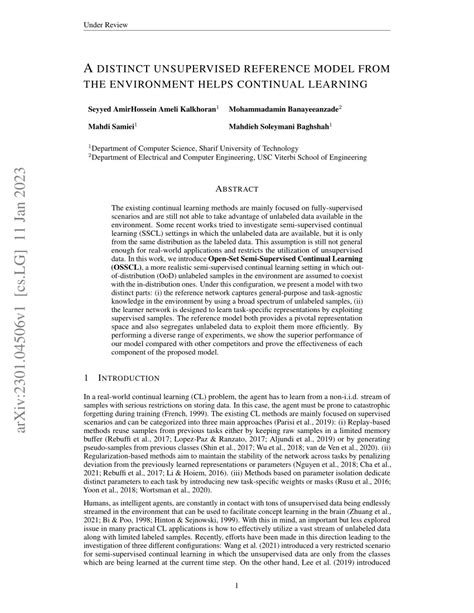 Pdf A Distinct Unsupervised Reference Model From The Environment Helps Continual Learning