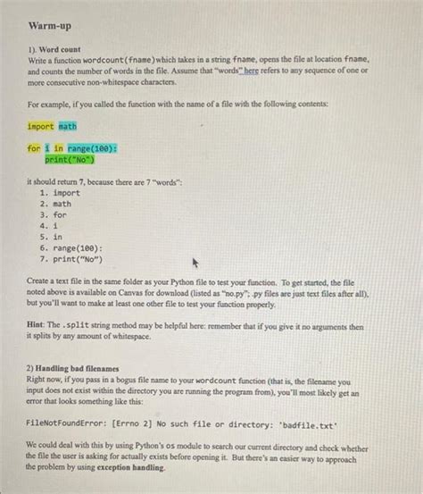 Solved Warm Up 1 Word Count Write N Function