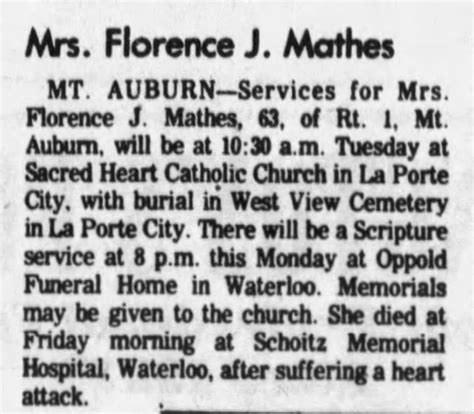 Florence J Girsch Mathes Obit