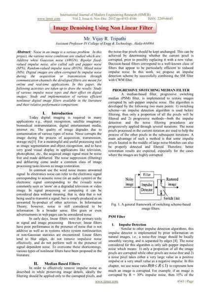 A Noncausal Linear Prediction Based Switching Median Filter For The Removal Of Salt And Pepper Noise