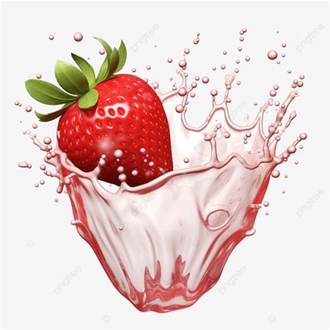 딸기 고립 된 3d 일러스트와 함께 우유 스플래시 딸기 튀김 우유 Png 일러스트 및 이미지 에 대한 무료 다운로드 Pngtree