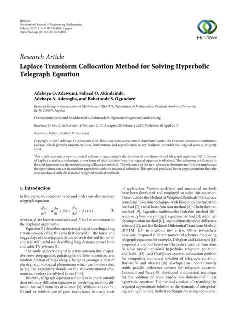 pdf laplace transform collocation method for solving hyperbolic