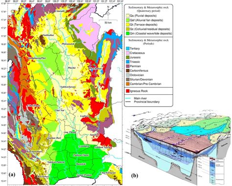 A Geologic Map Of Central Thailand And The Surrounding Area B
