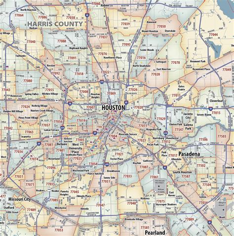 Mapa De Códigos De área De Houston Texas Us Zip Code 77039