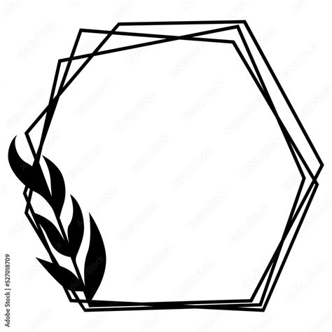 Hexagon Leaves Border Svg Monogram Frame Svg Stock Vector Adobe Stock