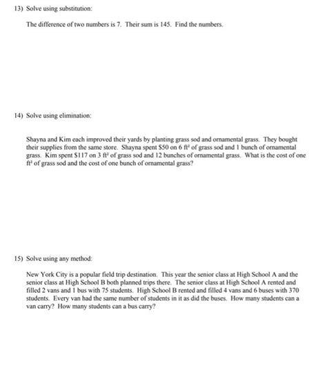 solved 13 solve using substitution the difference of two