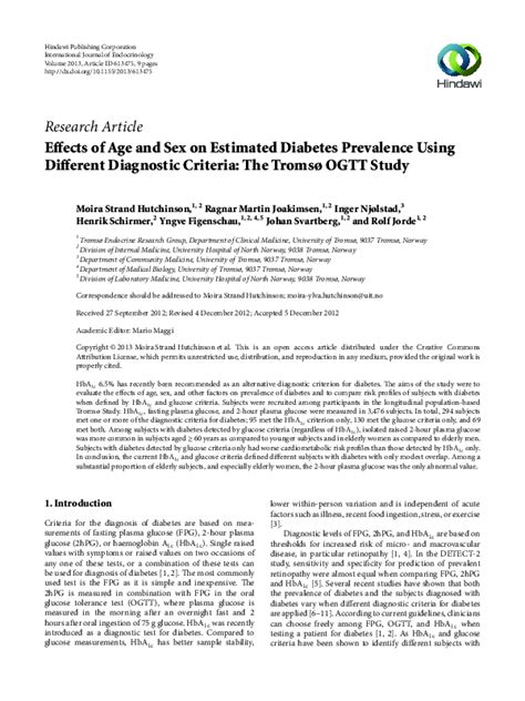 Pdf Effects Of Age And Sex On Estimated Diabetes Prevalence Using
