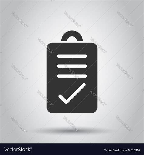 Document Checkbox Icon In Flat Style Test Vector Image
