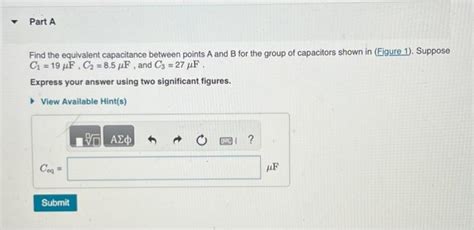 Solved Find The Equivalent Capacitance Between Points A And Chegg