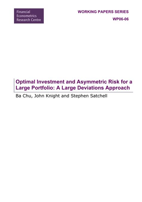 Pdf Optimal Investment And Asymmetric Risk A Large Deviations Approach