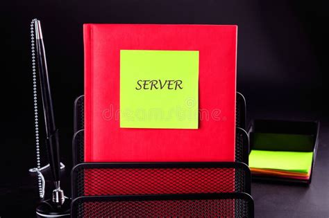 Notebook Labeled Server Organized On A Desk With Colorful Sticky Notes