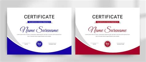 컬러풀한 최소 성과 인증서 디자인 템플릿을 만들기 프리미엄 벡터