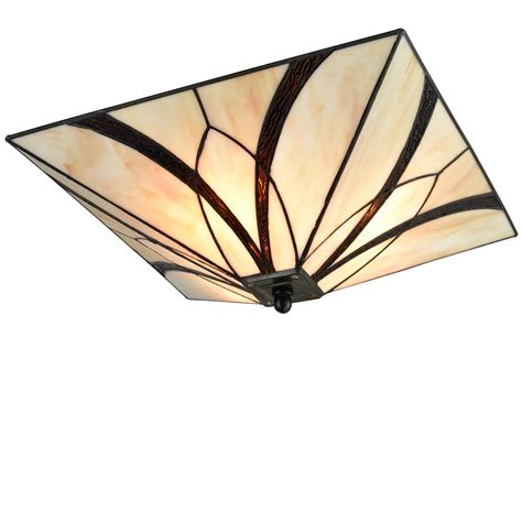 Mission Tiffany Semi Flush Ceiling Light Shelly Lighting