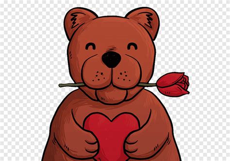 테디 베어 발렌타인 데이 인형 장난감 그림 물고 장미 사랑 곰 사랑 갈색 Png Pngegg
