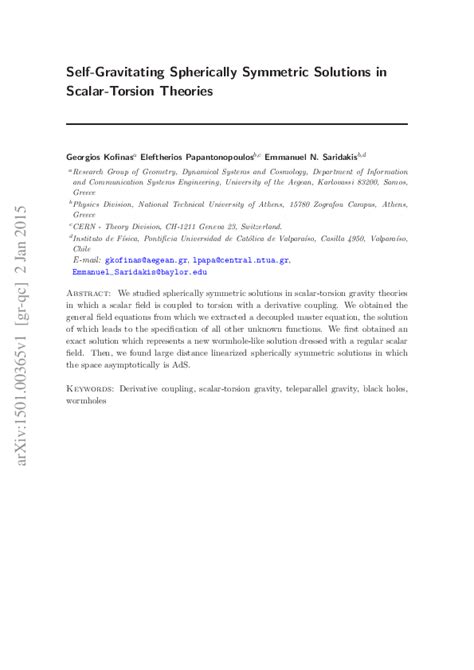 Pdf Self Gravitating Spherically Symmetric Solutions In Scalar