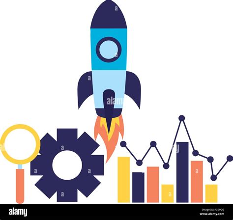 Rocket Analysis Chart Search Engine Optimization Vector Illustration
