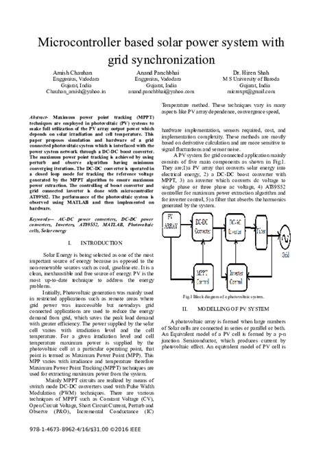 Doc Microcontroller Based Solar Power System With Grid Synchronization