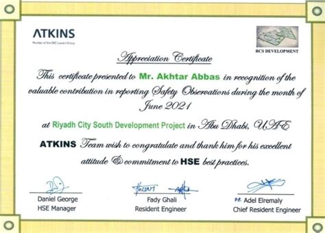 Akhtar Abbas Mbabsc Pmp ® Civil Engineering On Linkedin Atkins
