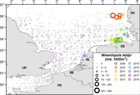 Spatial Temporal Distribution And Density Of Mnemiopsis Leidyi In The