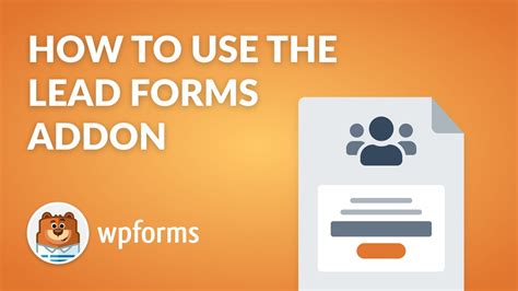 how to use the lead forms addon by wpforms youtube