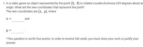 Solved 1 In A Video Game An Object Represented By The Point Chegg