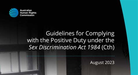 Sex Discrimination Act Guidelines Positive Duty Diversity Australia