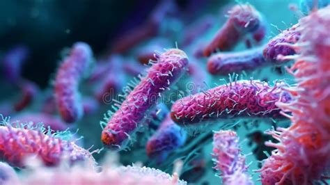 E Coli Cells Or Microscopic Bacteria Floating Under Microscope Stock Footage Video Of Biology