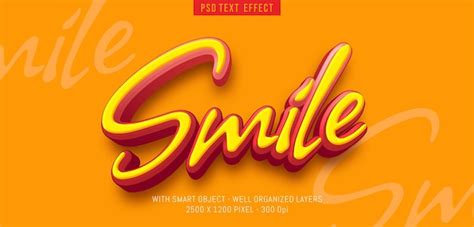 Premium Psd Editable Text Smile With Effect 3d Style