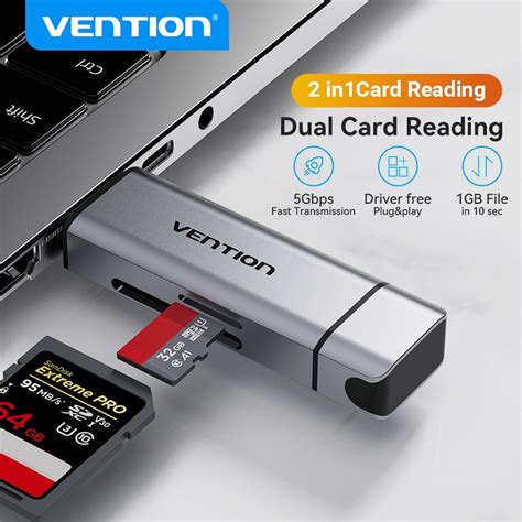 Vention Card Reader Usb Gb Usb Type C Dual Ports Support Sd Tf Simultaneous Reading For