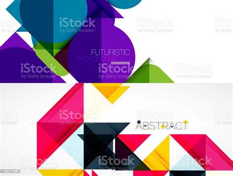 벡터 삼각형 기하학적 배경 집합입니다 커버 배너 전단지 및 포스터 및 기타 디자인에 대한 벡터 일러스트레이션 0명에 대한 스톡 벡터 아트 및 기타 이미지 Istock