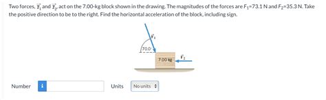 solved two forces vec f1 ﻿and vec f2 ﻿act on the 7 00 kg