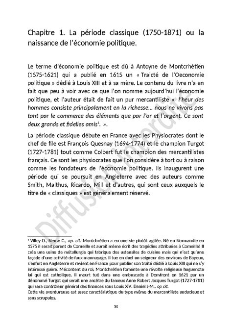 Physiocrates Et Classiques Anglais Chapitre 1 La Période Classique