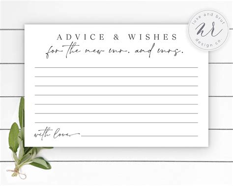 Free Printable Bridal Shower Advice Cards Free Printable Hub