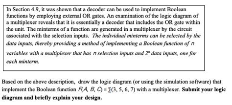 Solved In Section 4 9 It Was Shown That A Decoder Can Be Chegg