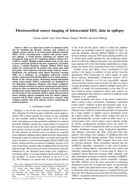 Pdf Electrocortical Source Imaging Of Intracranial Eeg Data In Epilepsy