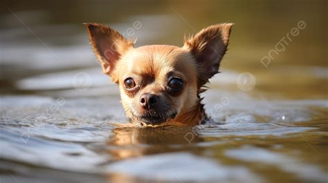 물에서 수영하는 작은 치와와 강아지 얕은 물에서 수영을 연습하는 치와와 고화질 사진 사진 개 배경 일러스트 및 사진 무료 다운로드 Pngtree
