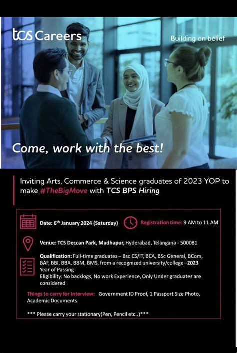 Tcs Bps Fresher Walk In Hyderabad Jobs4you