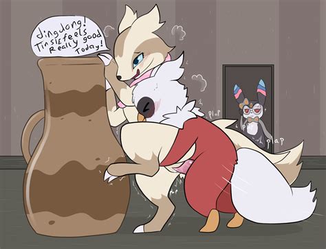 Rule 34 Being Watched Bodily Fluids Claws Closed Eyes Delibird Dialogue Duo Eeveelution