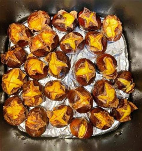 板栗用空气炸锅怎么做好吃？一划一烤10分钟就好，比买的好吃口感烤制食品