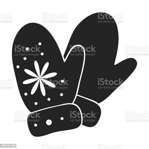 장갑 흰색 배경에 고립 된 블랙 스타일에서 아이콘 스키 리조트 기호 스톡 벡터 일러스트입니다 0명에 대한 스톡 벡터 아트 및