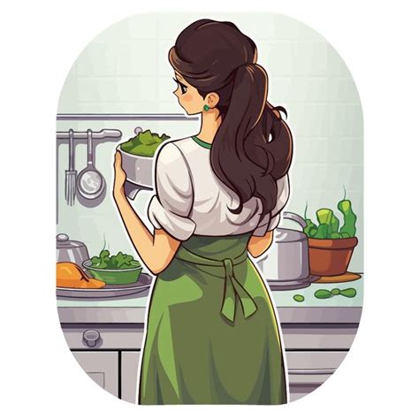 여자 요리사 로고 프리미엄 Ai 생성 벡터